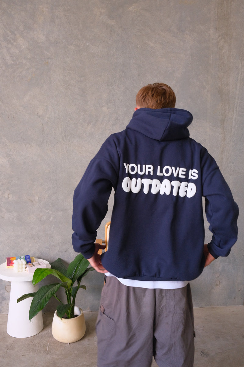 Navy & White Hoodie – Outdated Co