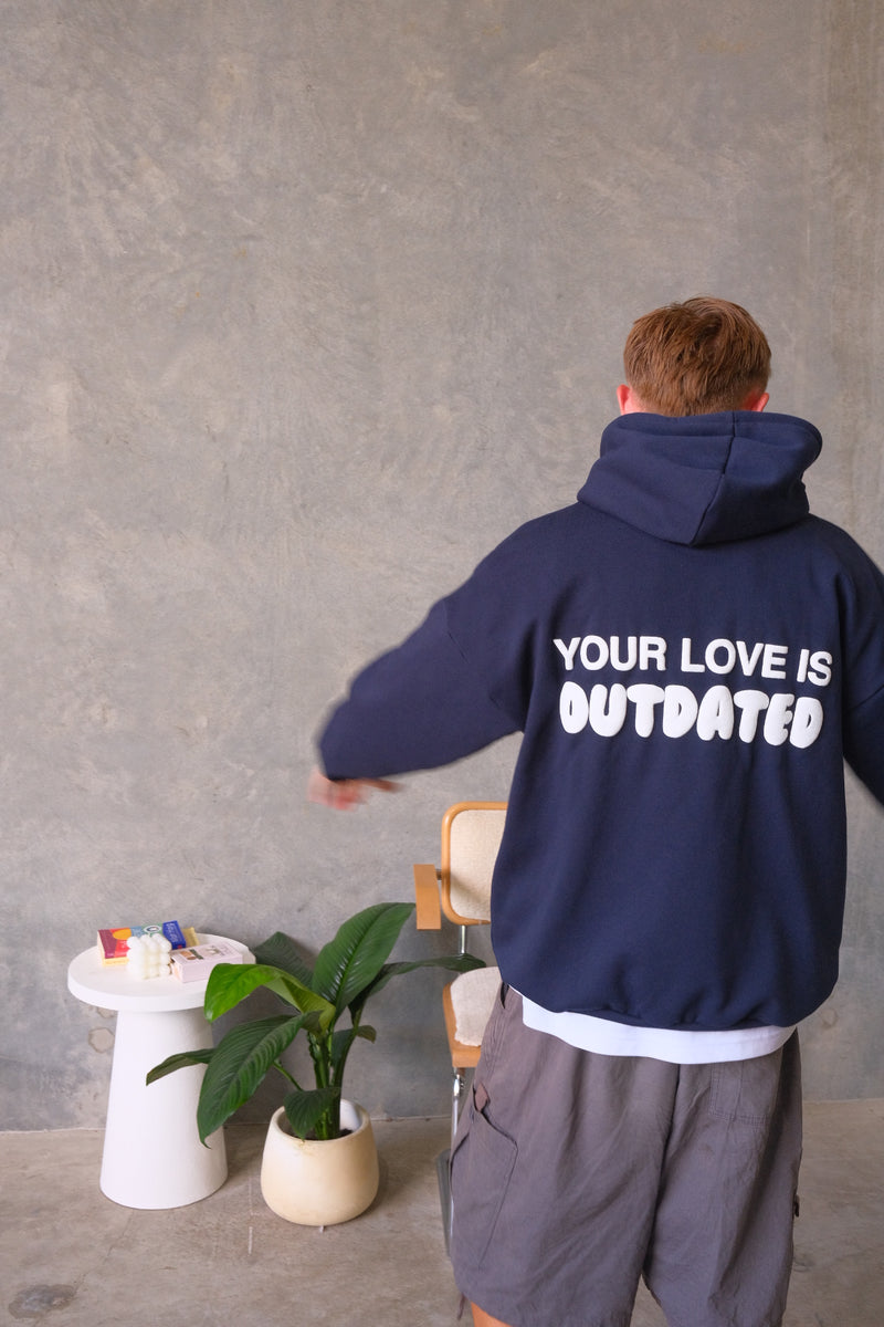 Navy & White Hoodie – Outdated Co